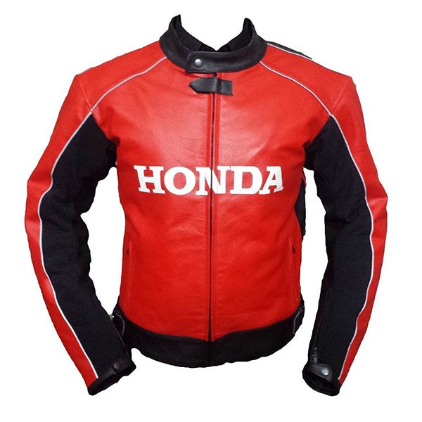 Red Honda Racing Motorbike Leather Jacket - jackleathers