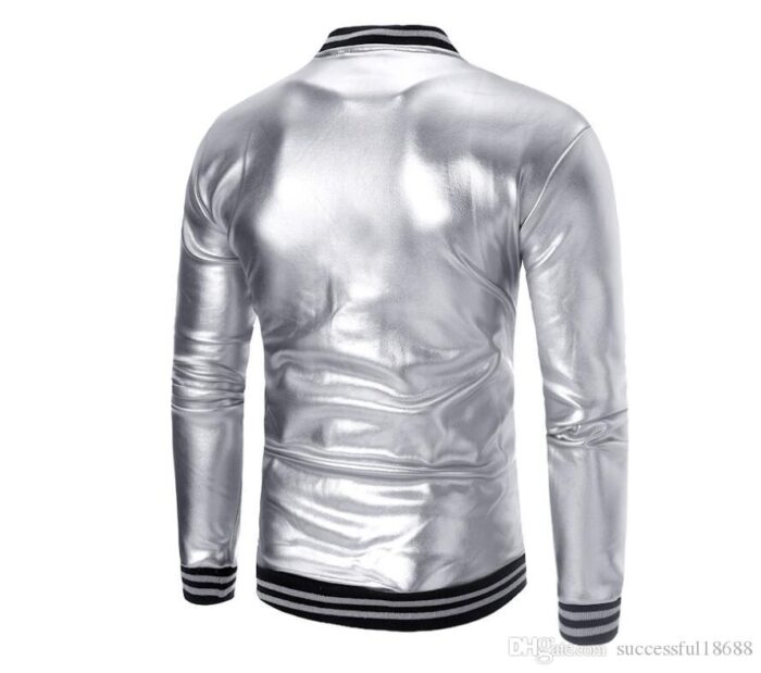 Metallic Silver Leather Jacket | Bomber Leather Jacket | Silver Leather ...