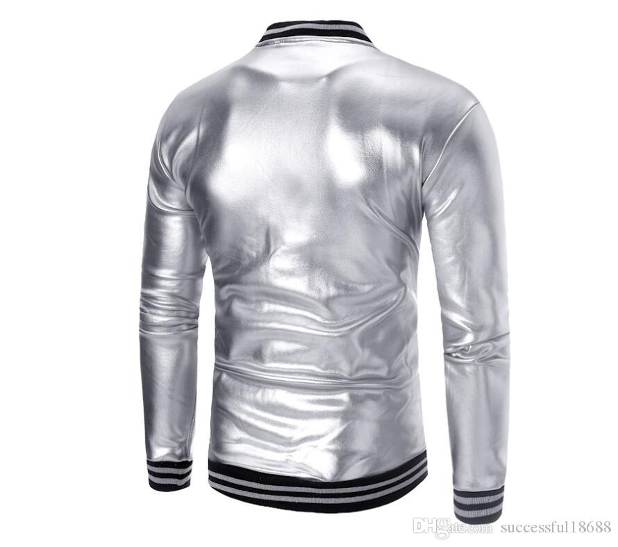 Metallic Silver Leather Jacket | Bomber Leather Jacket | Silver Leather ...